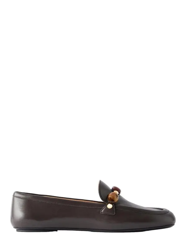 GIANVITO ROSSI Embellished Leather Loafers - Brown