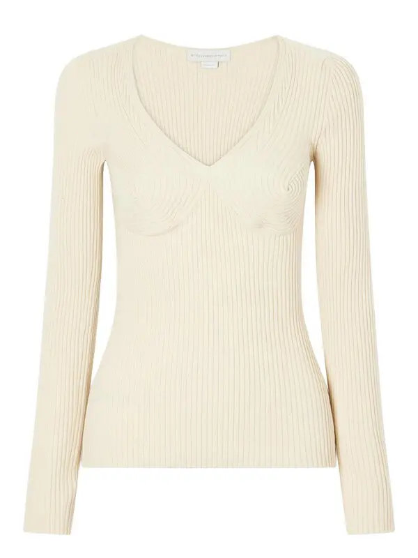 Stella McCartney Ribbed Cotton-blend Sweater - Neutrals