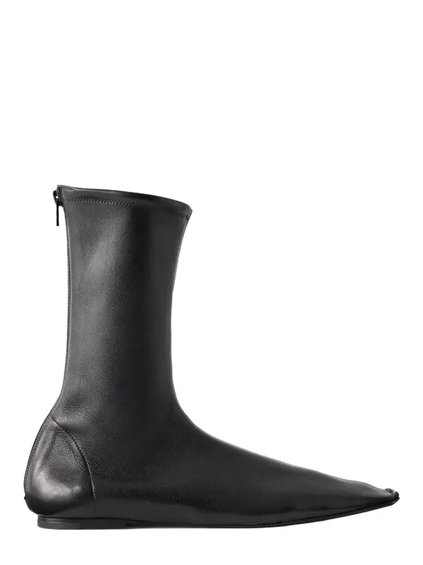 Khaite Marlene Leather Ankle Boots - Black