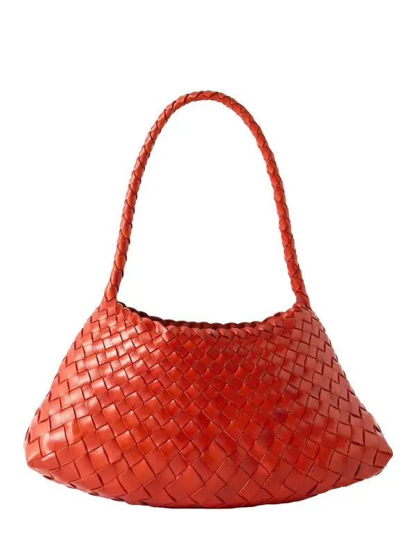 Dragon Diffusion Rosanna Woven Leather Shoulder Bag - Red
