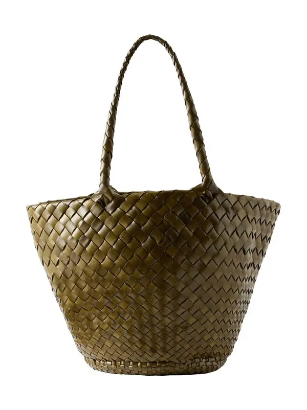 Dragon Diffusion Egola Woven Leather Tote - Green