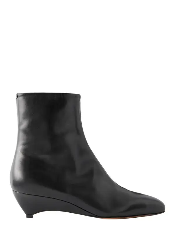 JIL SANDER Arc Leather Ankle Boots - Black