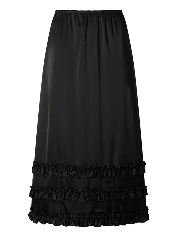 Simone Rocha Ruffled Satin Midi Skirt - Black