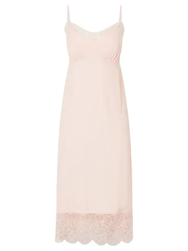 Simone Rocha Lace-trimmed Crepe De Chine Midi Dress - Pink