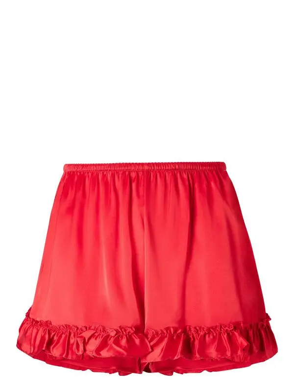 Simone Rocha Ruffled Satin Shorts - Red