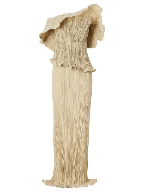 MARMAR HALIM Off-the-shoulder Pleated Taffeta Gown - Gray