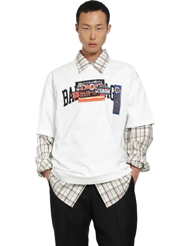 Balenciaga Bumper Stickers Medium Fit T-shirt - White