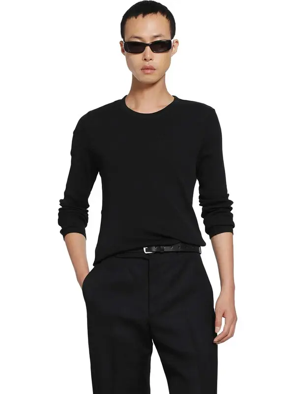LEMAIRE Long Sleeve Ribbed Tee - Black