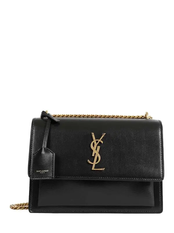 Saint Laurent Sunset Medium Leather Shoulder Bag - Black