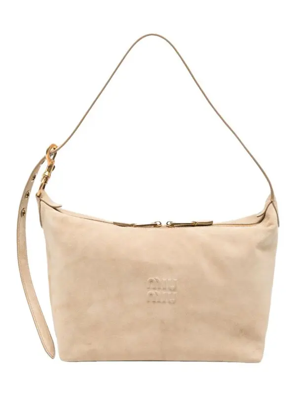 Miu Miu Suede Shoulder Bag With Embossed Logo - Multicolor