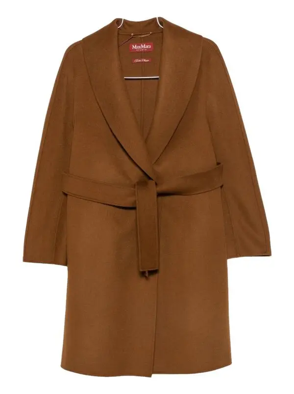 Max Mara Belted Shawl Collar Coat - Multicolor