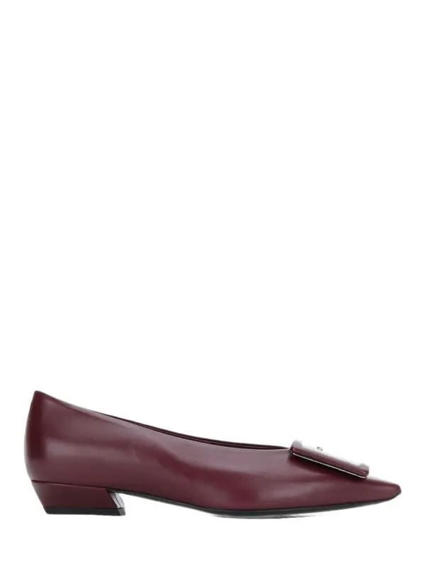 ROGER VIVIER Pointy Covered Leather Ballet Flats With Buckle Detail - Multicolor