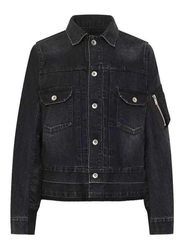 Sacai Denim And Nylon Blouson Jacket - Multicolor
