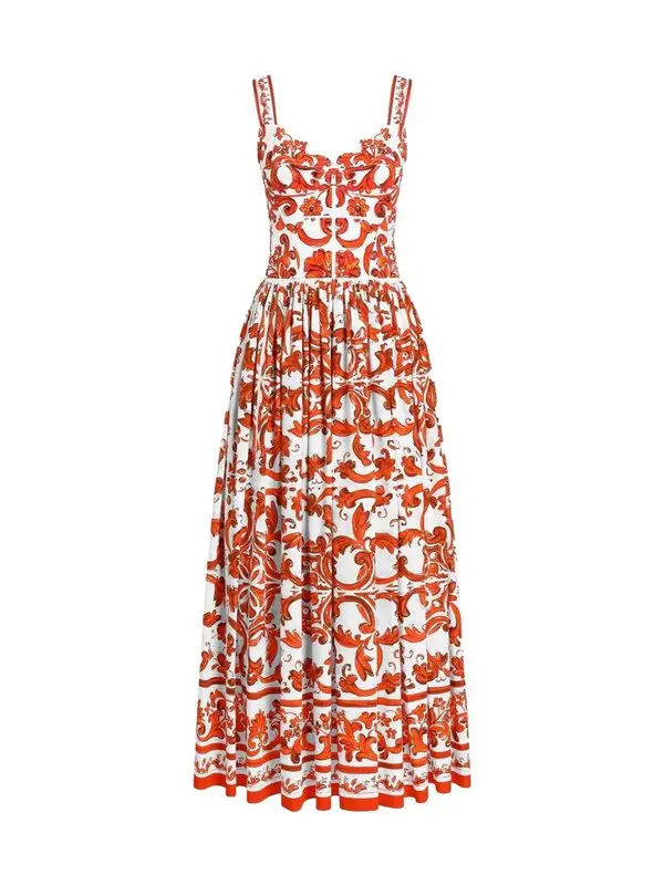 Dolce & Gabbana Maiolica Print Cotton Dress - Multicolor
