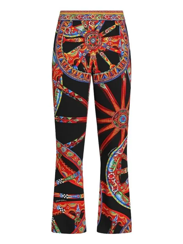 Dolce & Gabbana Carretti Print Silk Trousers - Multicolor