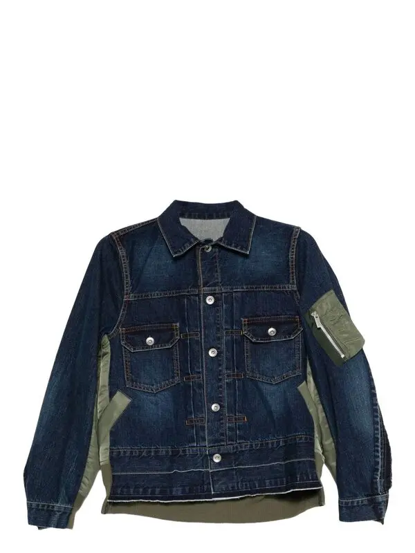Sacai Denim And Nylon Panelled Blouson Jacket - Multicolor