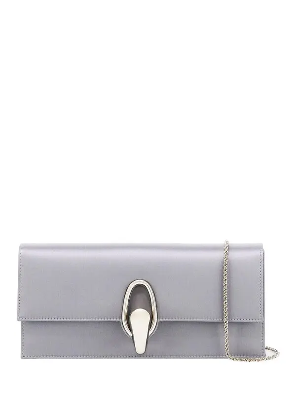 Giorgio Armani Clutch Handbag In Viscose And Silk Satin - Silver