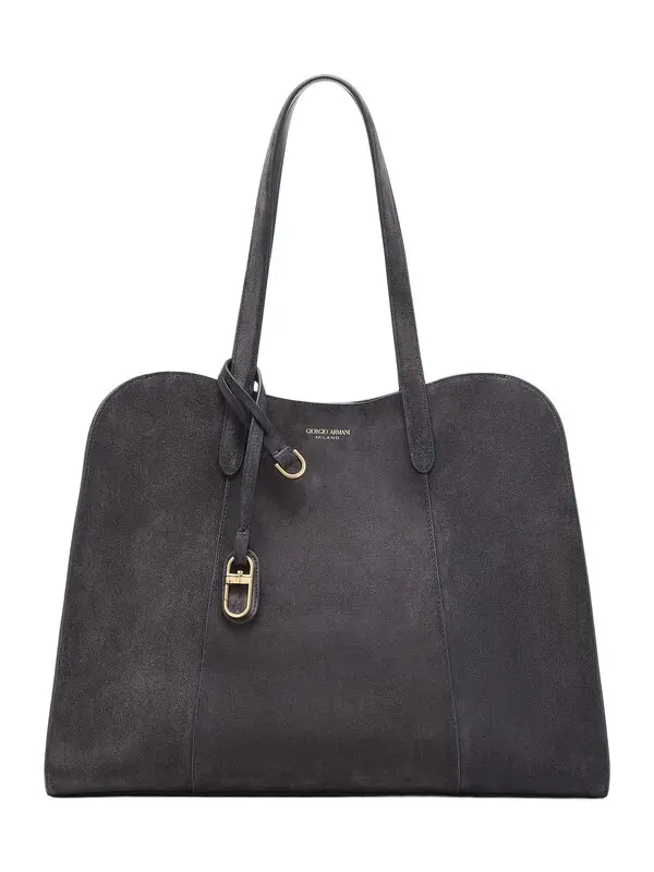 Giorgio Armani Split Leather Shoulder Bag - Grey