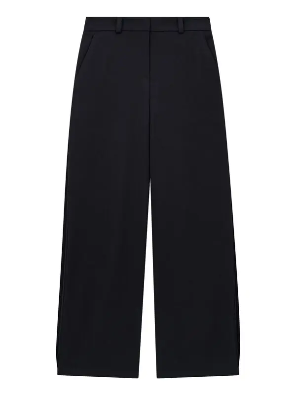 Giorgio Armani Flat Front Tuxedo Wool Trousers - Black