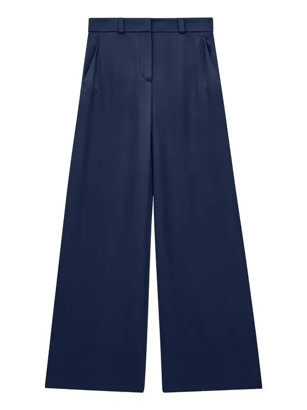Giorgio Armani Flat Front Tuxedo Wool Trousers - Blue