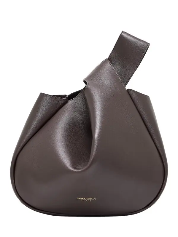 Giorgio Armani Nappa Leather Handbag With Top Handle - Brown