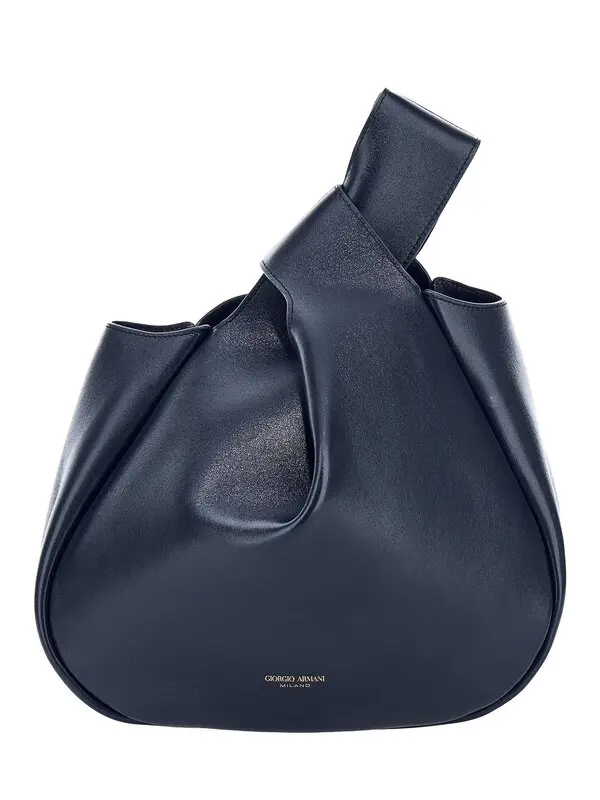 Giorgio Armani Nappa Leather Handbag With Top Handle - Grey