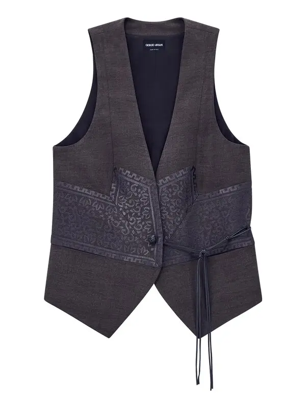 Giorgio Armani Silk And Virgin Wool Jacquard Vest - Brown