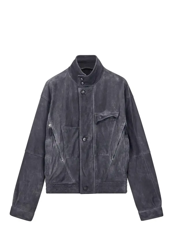 Giorgio Armani Leather Blouson Jacket - Grey