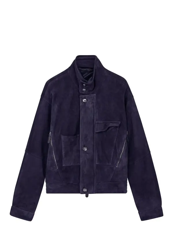 Giorgio Armani Leather Blouson Jacket - Purple