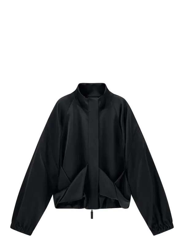 Giorgio Armani Caban Coat In Techno Duchesse - Black