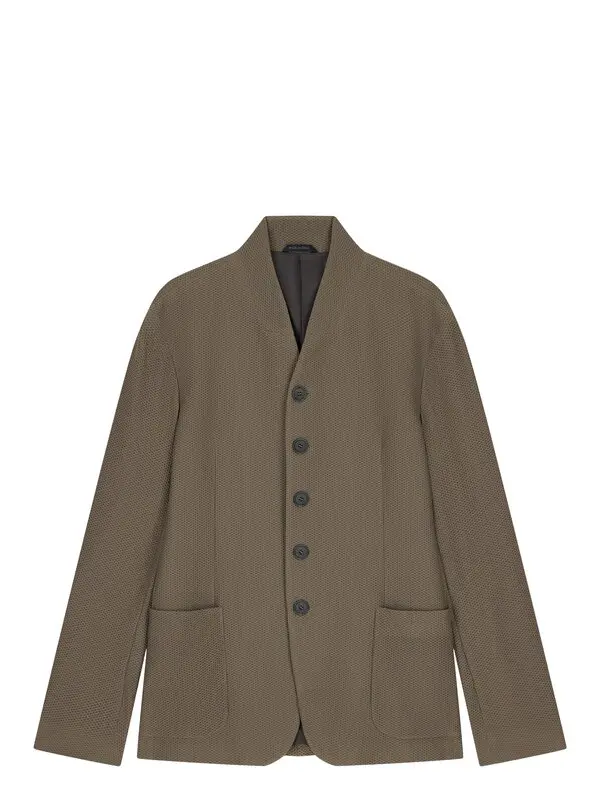 Giorgio Armani Blazer Regular Fit In Hi-tech Warp Knitted Honeycomb - Brown