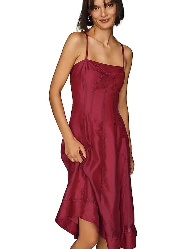 PILCRO Square-neck Chiffon Mini Dress - Raspberry
