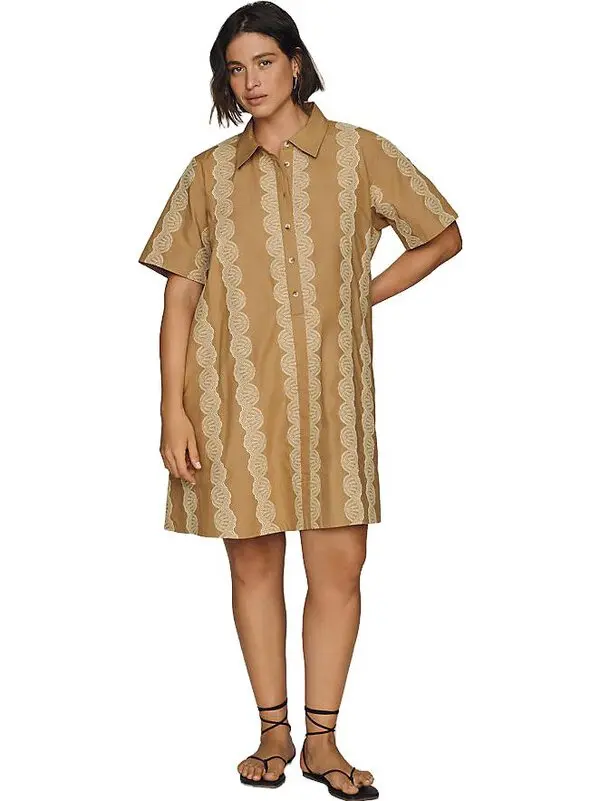 Maeve Pollie Swing Tunic Mini Dress With Pleats - Brown