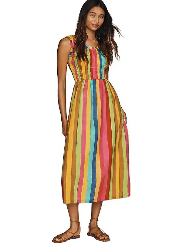 LISA SAYS GAH Annie Cotton Midi Dress - Sherbert Stripe
