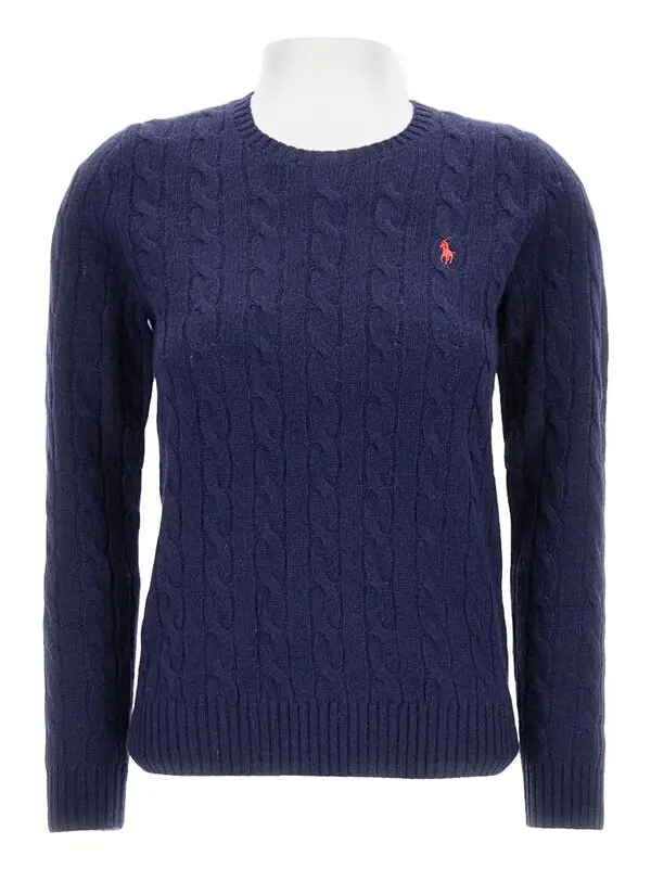 Polo Ralph Lauren Julianna Cable Knit Crewneck Sweater - Blu