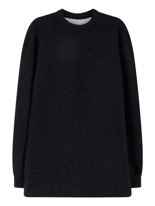 Rick Owens Oversized Crewneck Sweater In Wool And Cotton Blend - Black