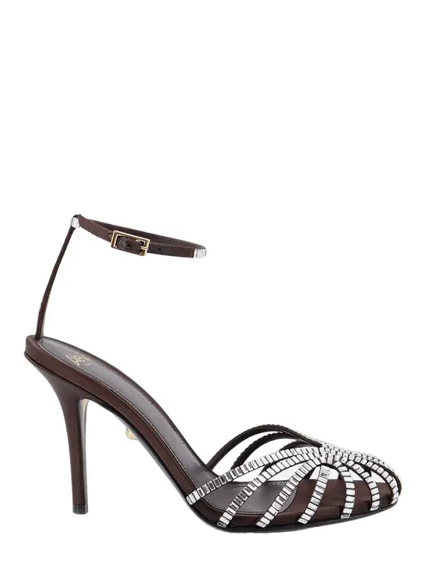 ALEVI` Alevi Penelope Crystal Embellished Stiletto Sandals - Brown