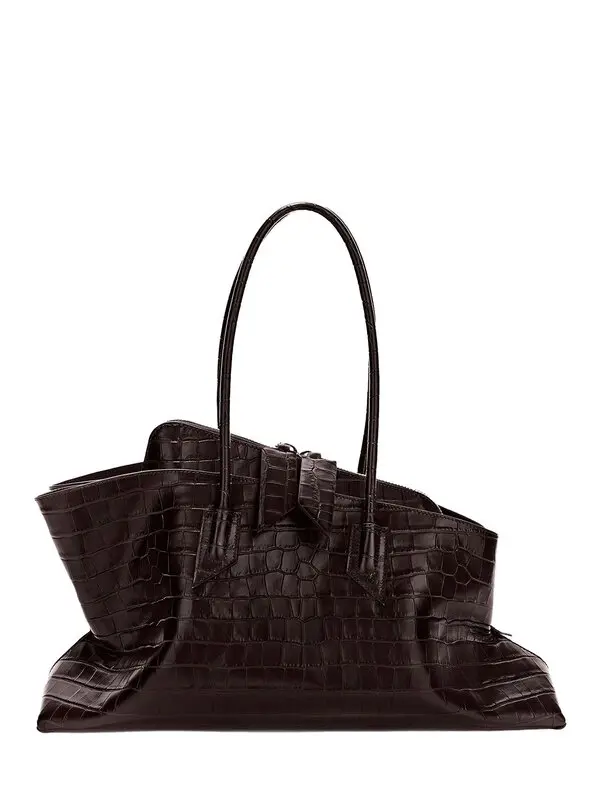 Attico La Passeggiata Medium Croceffect Leather Shoulder Bag - Brown