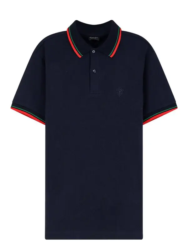 Gucci Cotton Polo Shirt With Embroidered Logo On The Front - Black