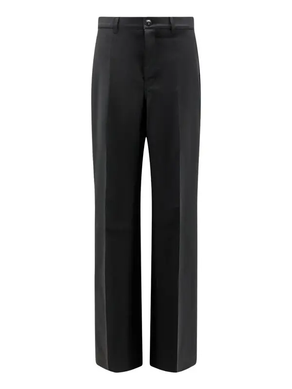 Rick Owens Wool Tailored Straight Leg Trousers - Black
