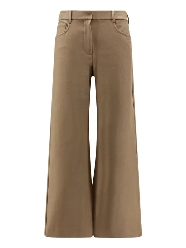 Max Mara Cotton Blend Flared Trousers - Beige