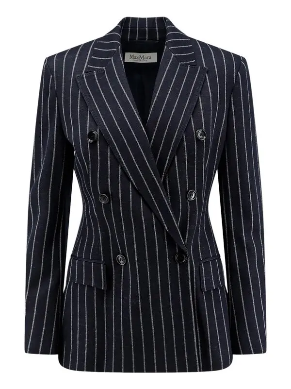 Max Mara Double-breasted Pinstripe Blazer - Black