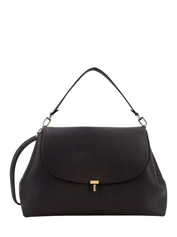 TOTEME T-lock Leather Shoulder Bag - Black