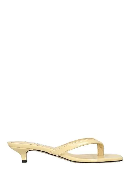 TOTEME Square-toe Leather Heeled Flip Flops - Yellow