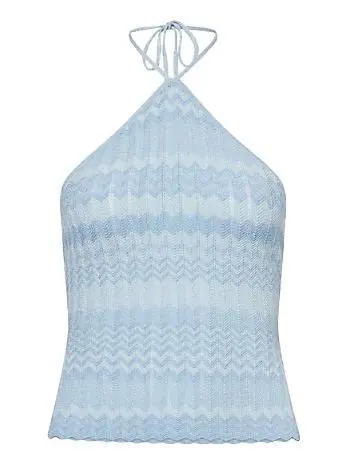 Faithfull The Brand Woven Chevron Halterneck Top - Blue