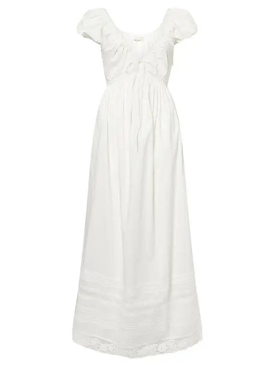 Faithfull The Brand Elodia Lace-trim Cotton Maxi Dress - Ivory