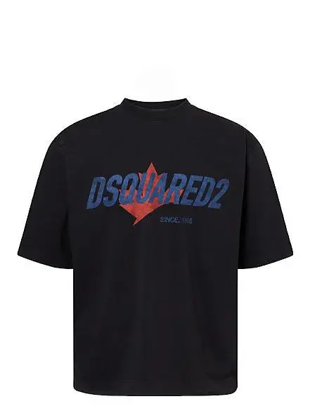 Dsquared2 Maple Loose-fit Cotton-jersey T-shirt - Black