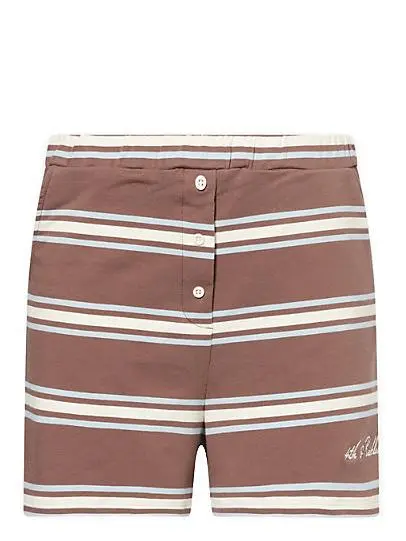 4TH & RECKLESS Striped Stretch-cotton Shorts - Brown