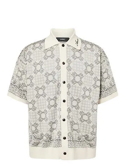 Amiri Ma Quad Check Mesh Knit Shirt - Alabaster