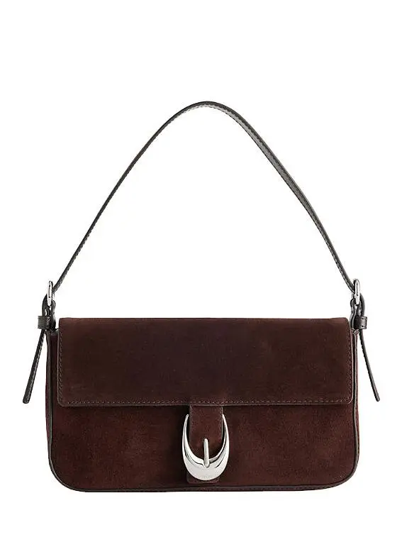 Staud Harlow Suede Shoulder Bag - Espresso